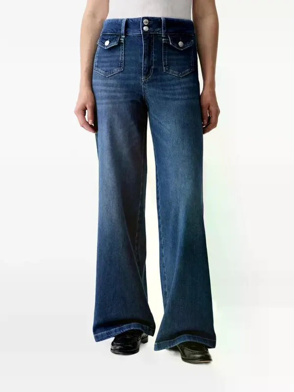 MOS MOSH Mmcolette Nagato Patch-pocket Wide-leg Jeans - Blue