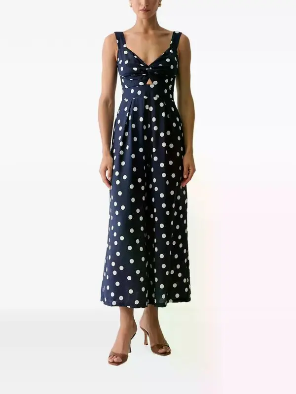 MORGAN Polka-dot Twist-detail Jumpsuit - Blue