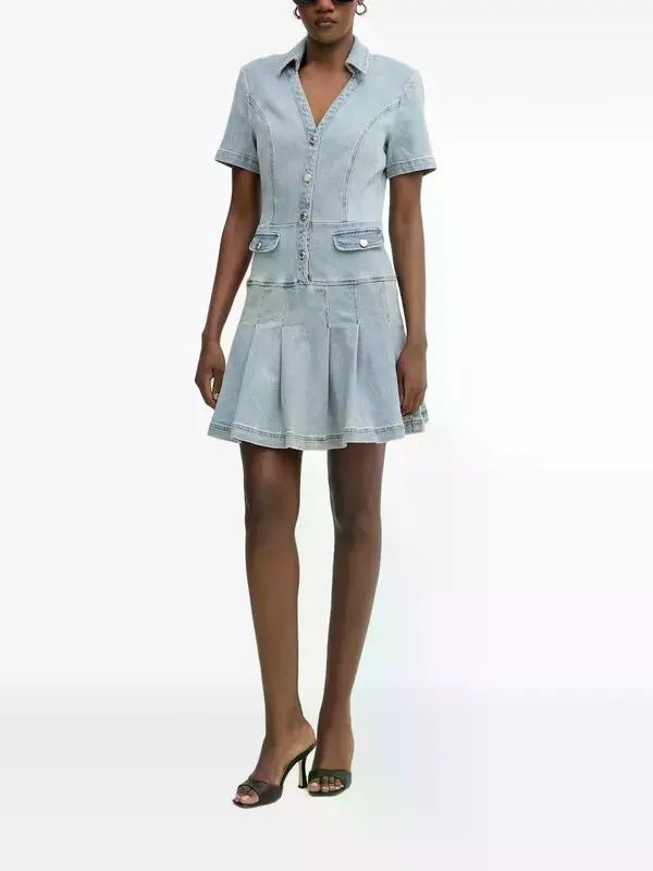 MORGAN Pleated Skirt Denim Mini Dress