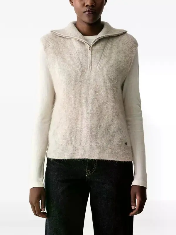 MOS MOSH Knitted Quarter-zip Vest