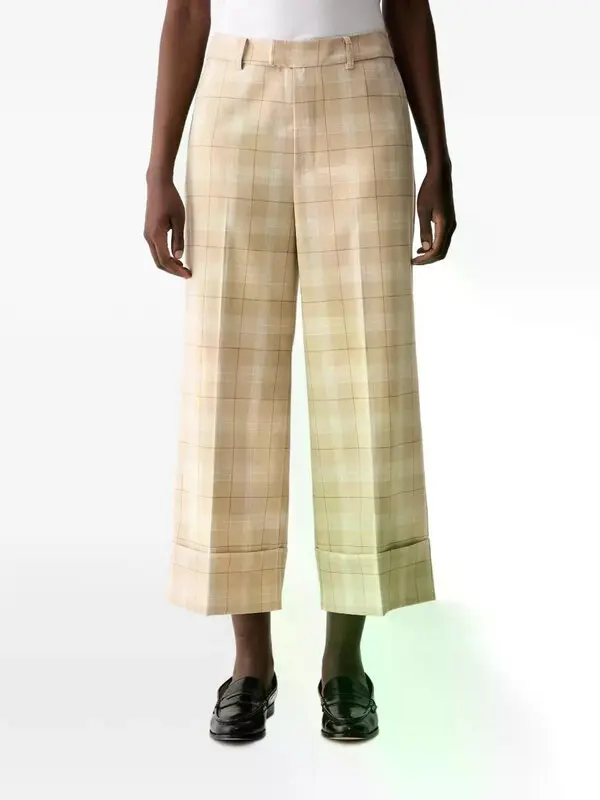 MOS MOSH Mmleyla Check-pattern Cropped Trousers - Neutrals