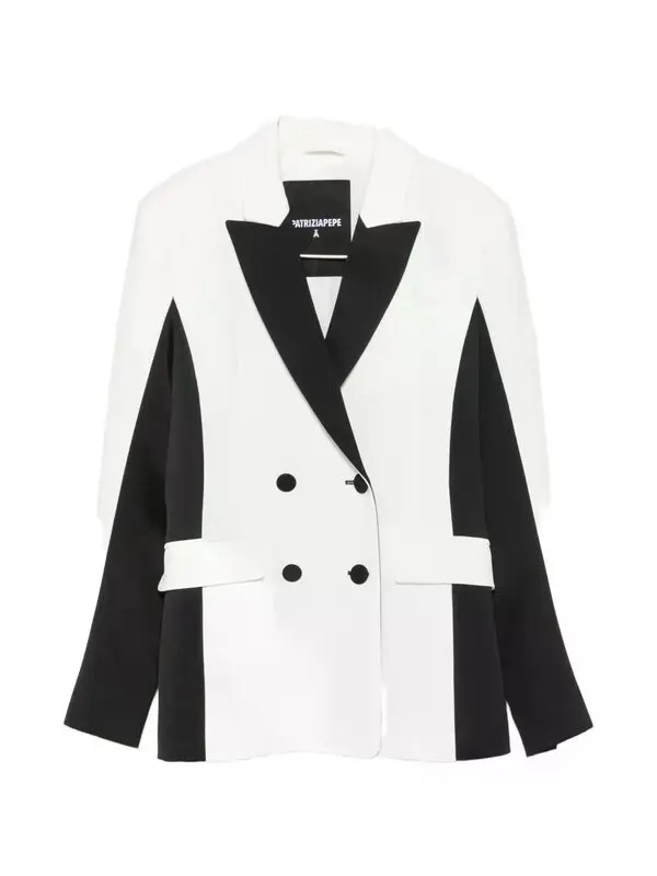 Patrizia Pepe Color-block Double-breasted Blazer - White