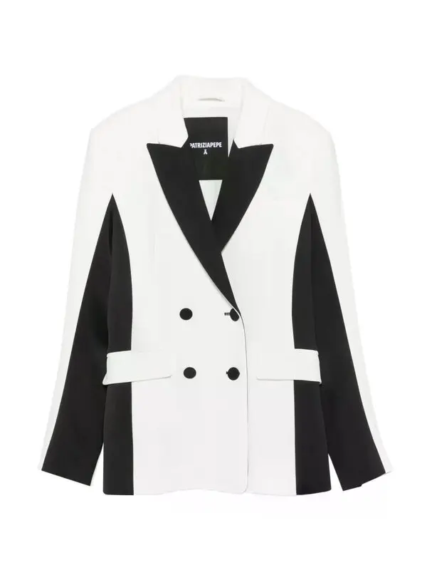 Patrizia Pepe Color-block Double-breasted Blazer - White