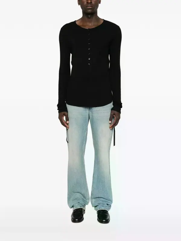 ANN DEMEULEMEESTER Ruched Detail Button-up Sweater - Black