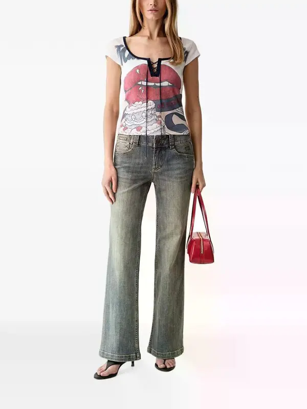 Miss Sixty Graphic Print Lace-up T-shirt
