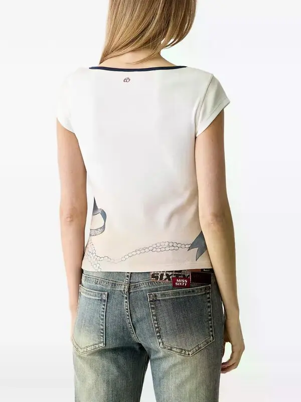 Miss Sixty Graphic Print Lace-up T-shirt
