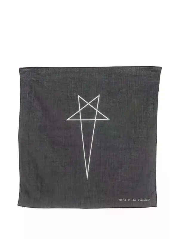 Rick Owens Pentagram Logo-print Scarf - Black