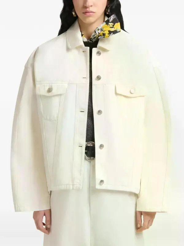 Marni White Denim Jacket With Martingale