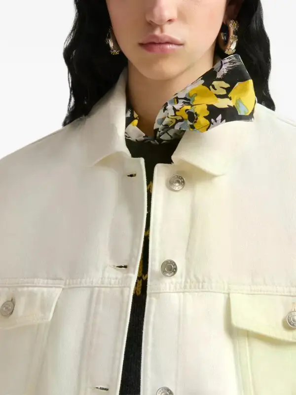 Marni White Denim Jacket With Martingale