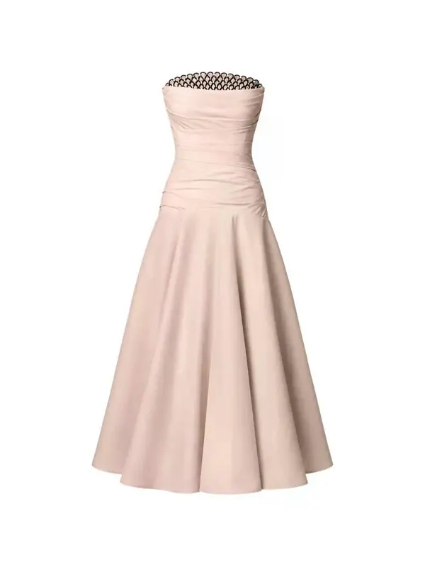 NAFSIKA SKOURTI Rhea Strapless Midi Dress With Ruched Bodice