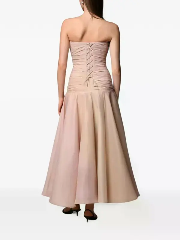 NAFSIKA SKOURTI Rhea Strapless Midi Dress With Ruched Bodice