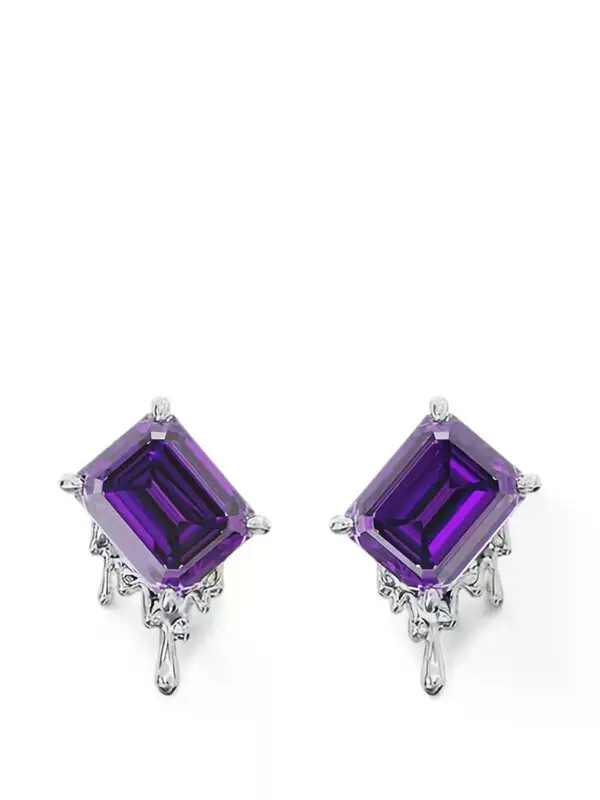SAPFIRA Emerald-cut Drip-detail Earrings