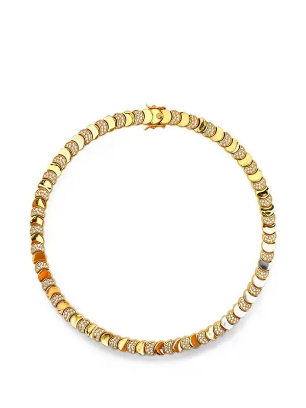 LADY D WORLD Lunar Glow Crystal-embellished Crescent-link Necklace - Gold