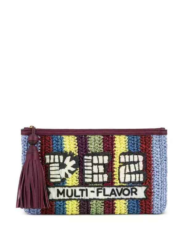 ANYA HINDMARCH Pez Raffia Clutch Bag - Red