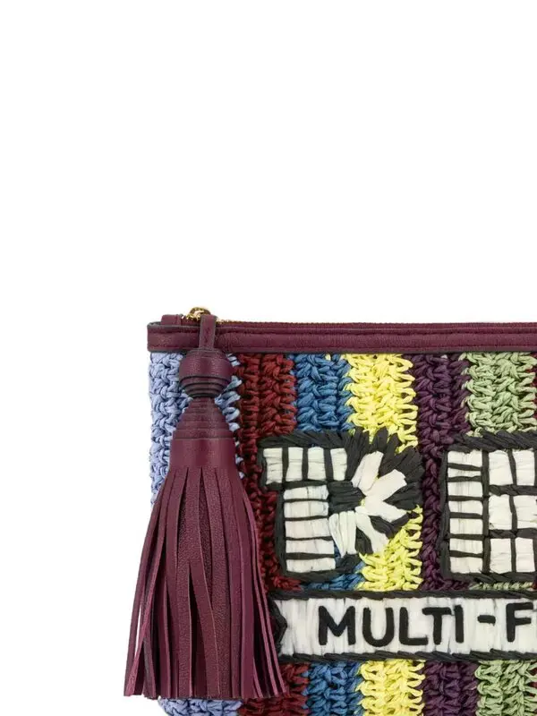 ANYA HINDMARCH Pez Raffia Clutch Bag - Red