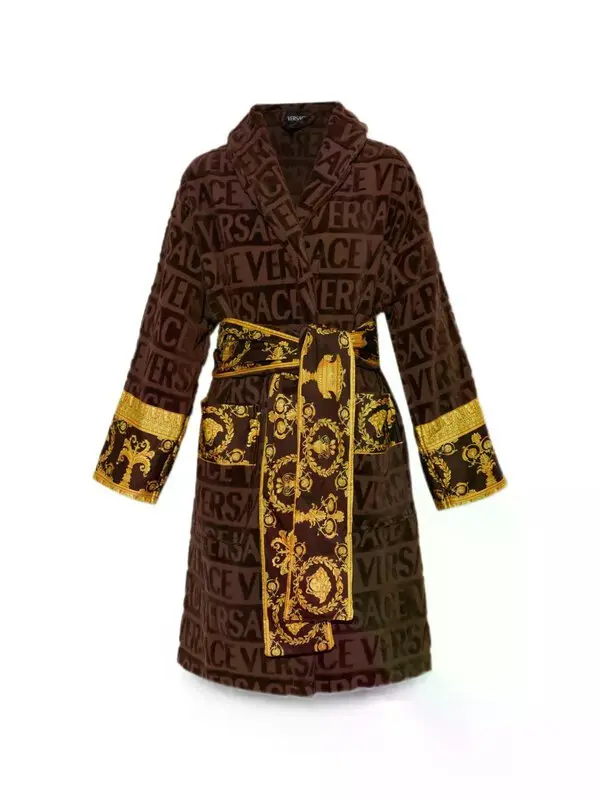Versace I Love Baroque Logo-print Robe - Brown