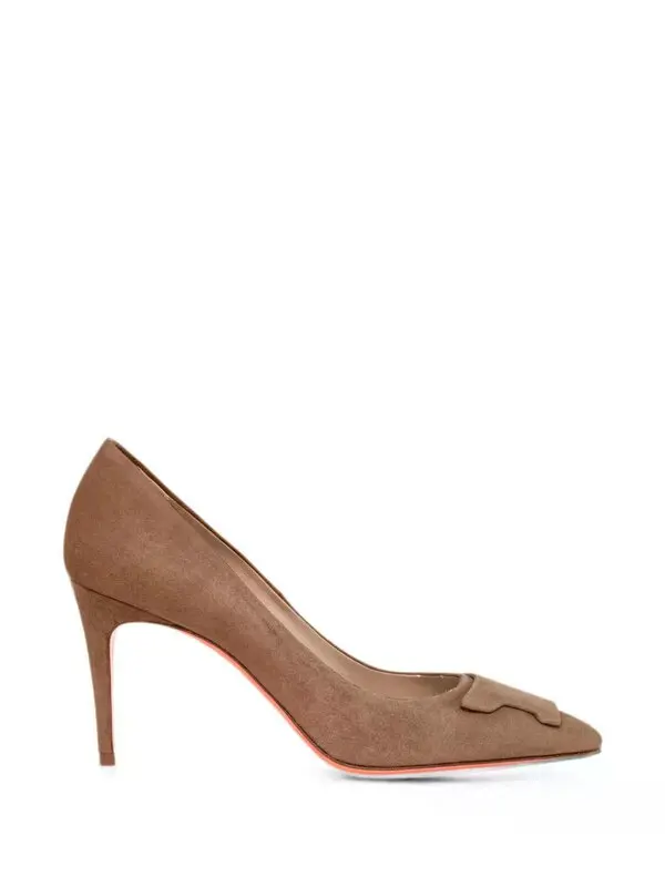 Santoni Sibille Suede Pointed-toe Stiletto Pumps - Brown