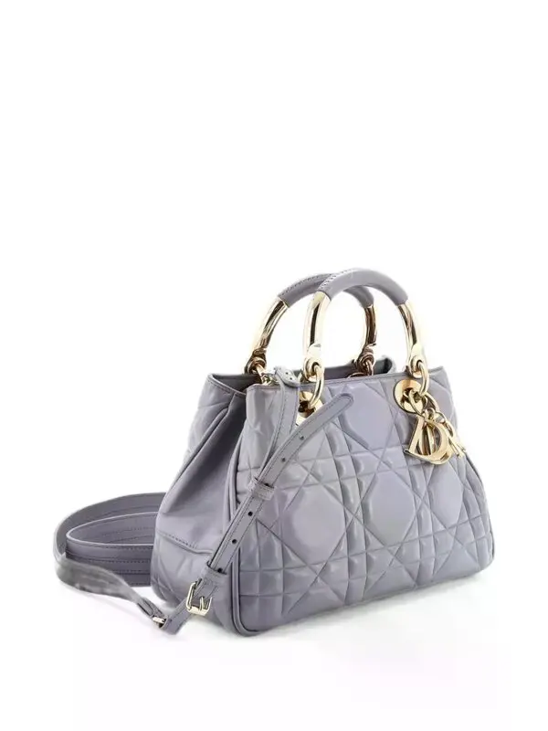 Dior Lady 95.22 Cannage Embossed Leather Small Crossbody Bag - Grey