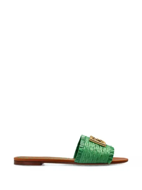 Dolce & Gabbana Logo-plaque Fringed Sandals - Green