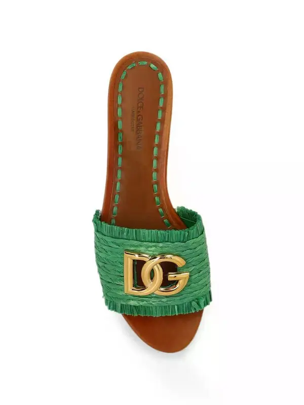 Dolce & Gabbana Dg Logo Plaque Fringed Woven Sandals
