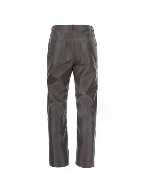 Alberta Ferretti Logo-plaque Leather Trousers - Brown