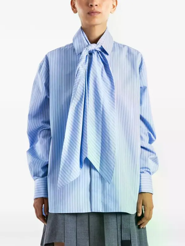 Sacai Striped Tie-neck Shirt - Blue