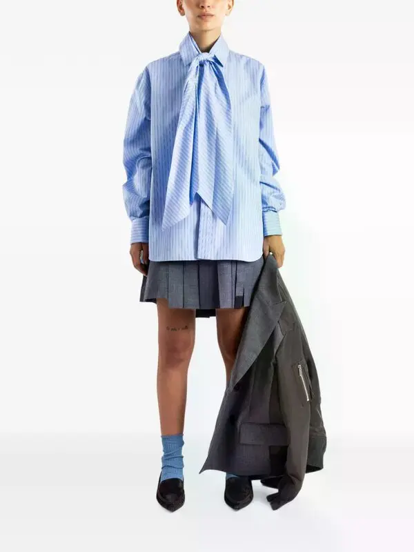 Sacai Striped Tie-neck Shirt