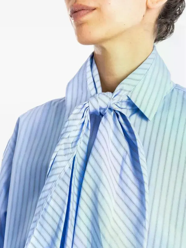 Sacai Striped Tie-neck Shirt