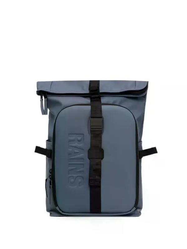 Rains Logo-embossed Roll-top Backpack - Blue