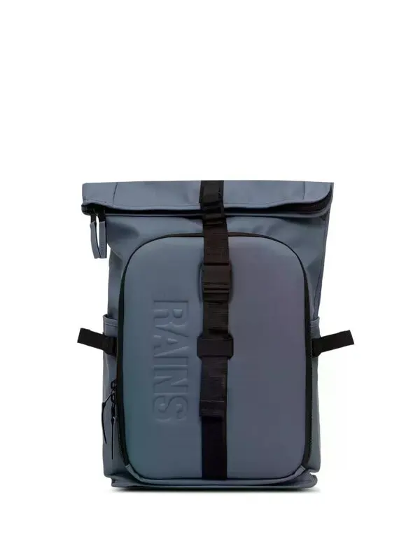 Rains Logo-embossed Roll-top Backpack - Blue