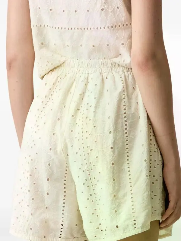 VICOLO Broderie-anglaise Elasticated-waist Shorts - Neutrals