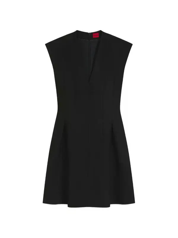 Hugo Kaytra Cap-sleeve Dress With Pleat Details - Black