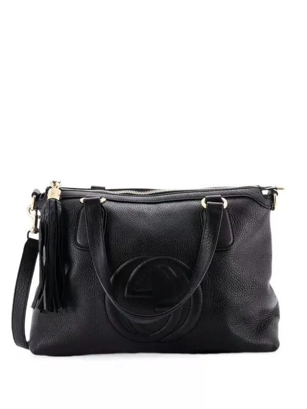 Gucci Soho Convertible Top Handle Bag Leather Small Satchel - Black