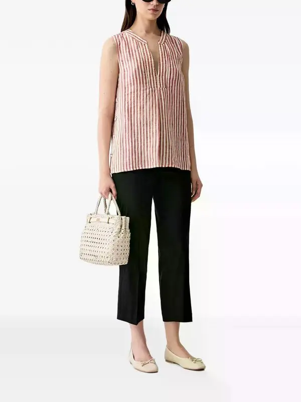 PEDRO DEL HIERRO Vertical Stripe Sleeveless Band Collar Top