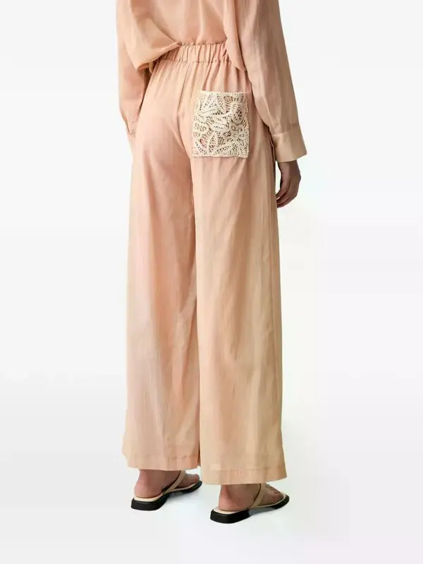 VICOLO Crochet Detail Wide Leg Trousers