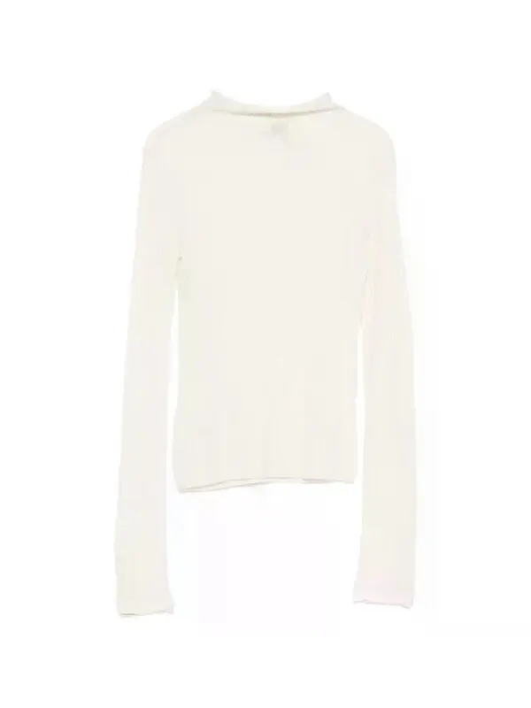 Patrizia Pepe Ribbed Funnel Neck Knit With Button Cuffs - Neutrals