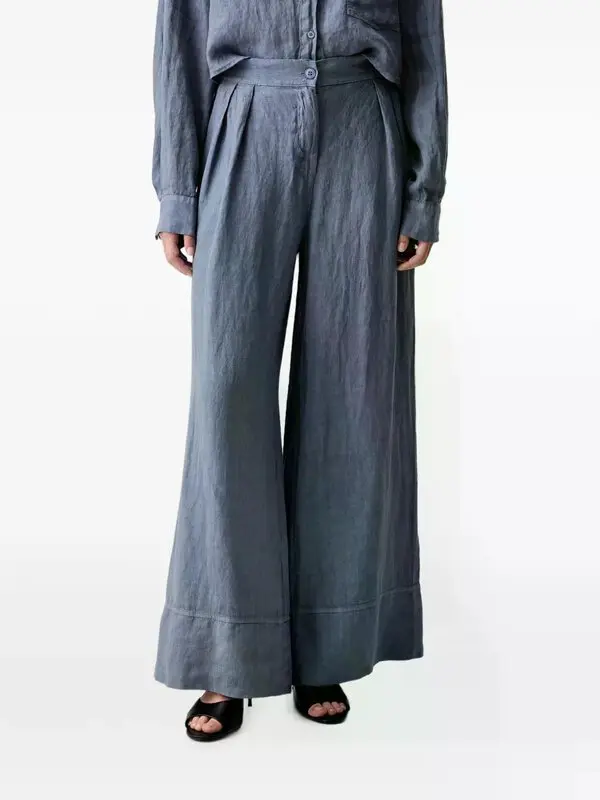 VICOLO Pleated Detailing Wide-leg Trousers - Blue