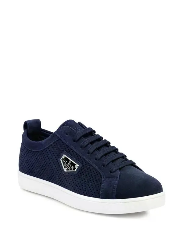 Philipp Plein Perforated Suede Low-top Sneakers - Blue