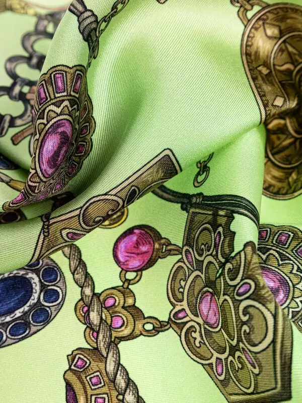 Versace Broken Jewels-print Scarf - Green