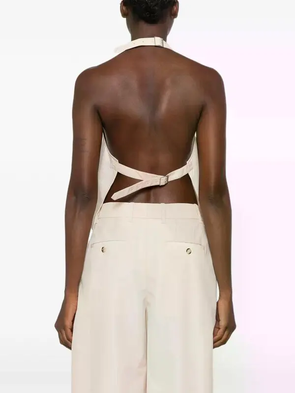 Wardrobe.NYC Halterneck Backless Top With Buckle-fastening Strap - Neutrals