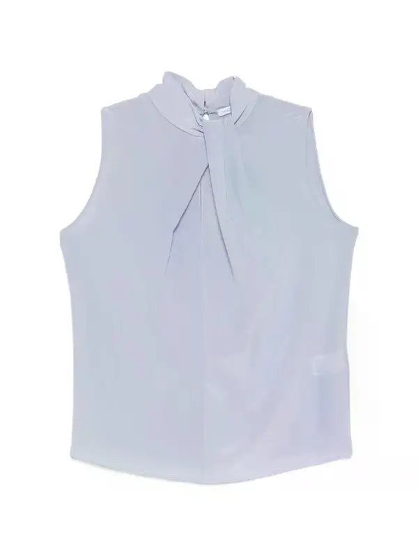 Patrizia Pepe High-neck Pleat-detail Blouse - Blue
