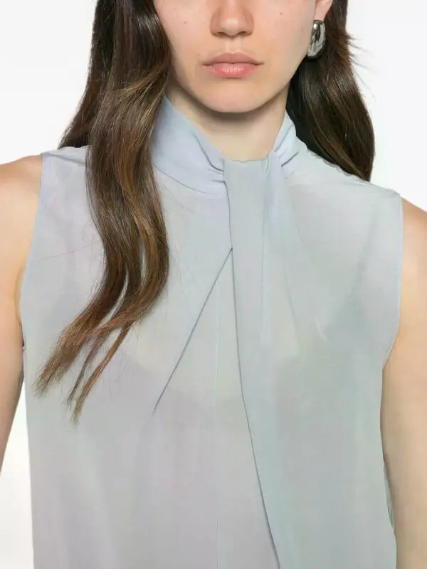 Patrizia Pepe High-neck Sleeveless Blouse With Pleat Detail