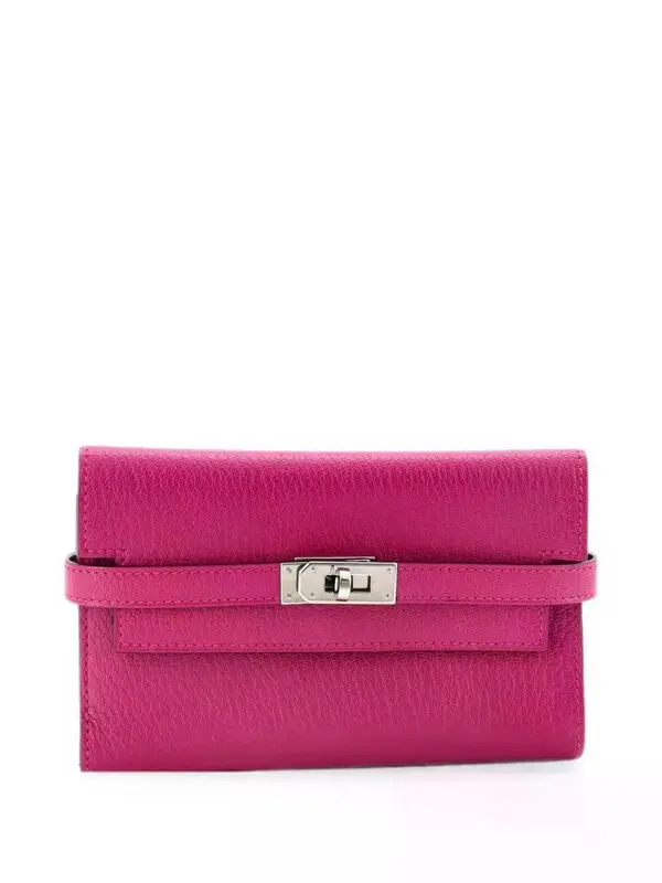 Hermès Kelly Trifold Wallet Chevre Mysore Medium Small Wallets - Pink