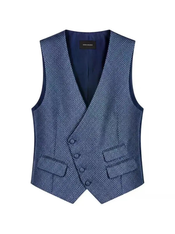 RAMON SANJURJO Double-breasted Textured Waistcoat