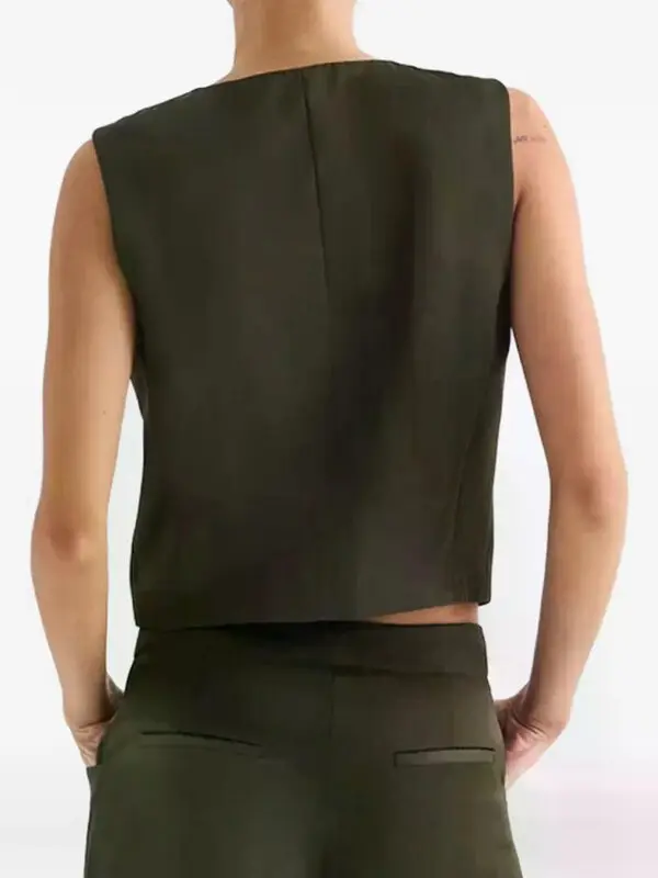TWP Round-neck Hidden-placket Vest