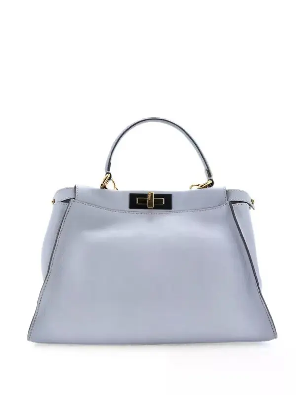 Fendi Peekaboo Bag Rigid Leather Regular Satchel - Blue