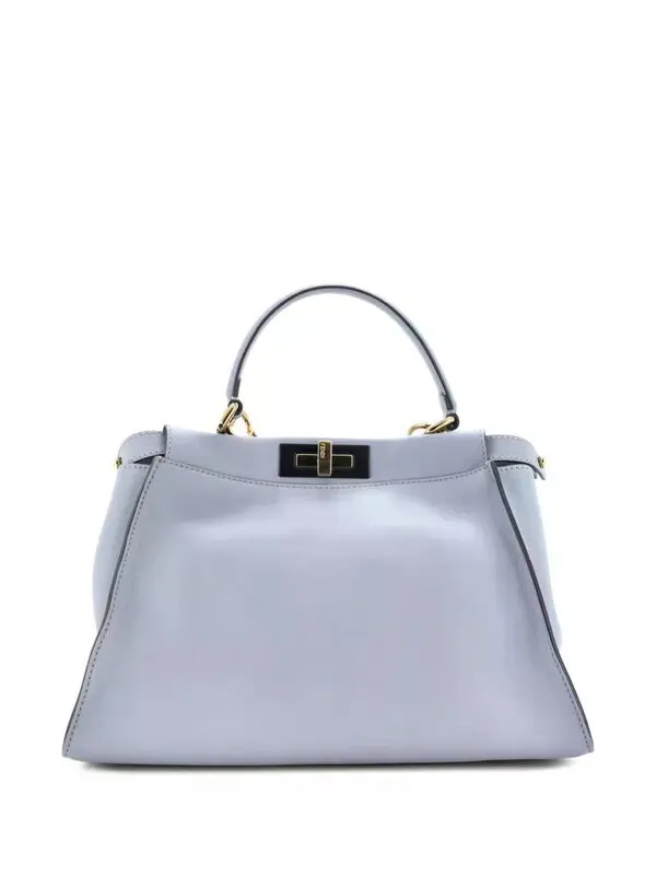 Fendi Peekaboo Rigid Leather Regular Satchel - Blue