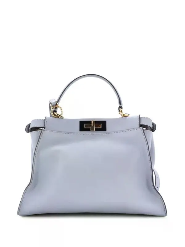 Fendi Peekaboo Rigid Leather Regular Satchel - Blue