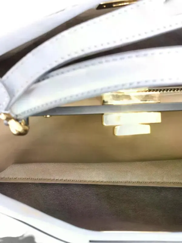 Fendi Peekaboo Rigid Leather Regular Satchel - Blue