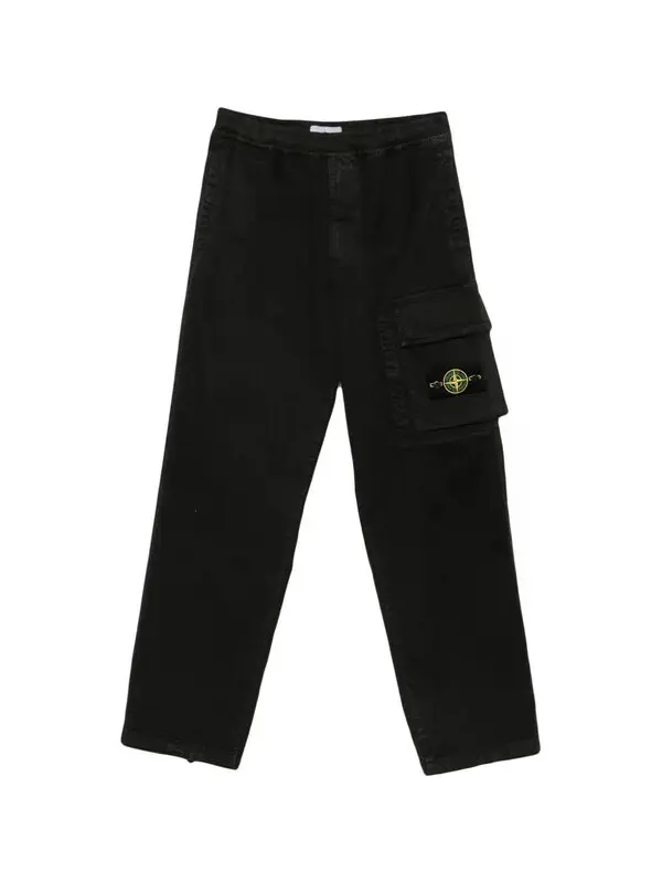 Stone Island Logo Patch Cargo Pants - Black